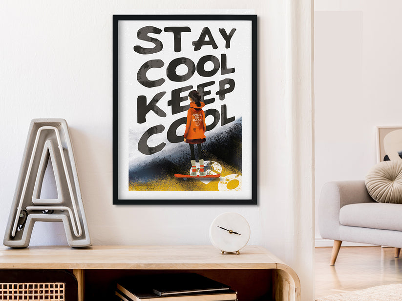 POSTER ›Skater-Girl, Stay Cool‹, Skater Typo Poster, Wanddeko, Skatebo ...